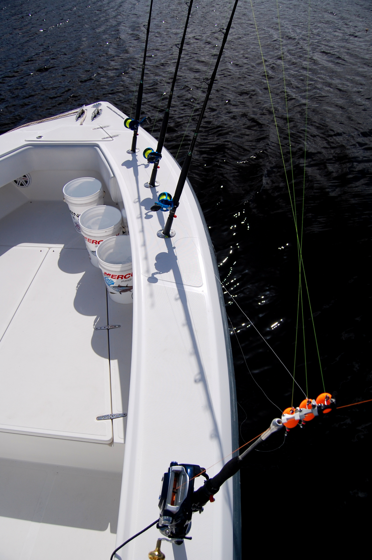 Center Console Rod Holder Configuration for offshore fishing